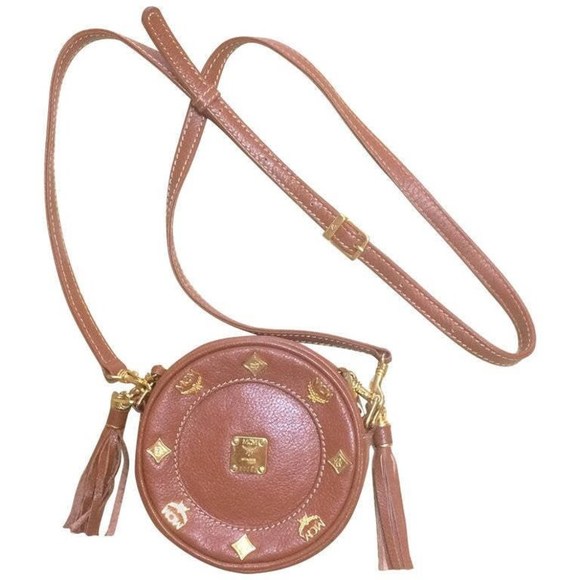 MCM | Bags | Mcm Vintage Brown Leather Round Mini Suzy Wong Shoulder ...